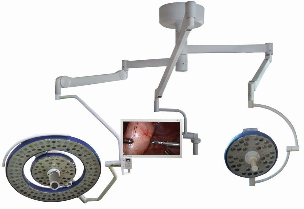 Blue Color Dual Dome Ceiling Veterinary Surgery Lights , LED Operating ...