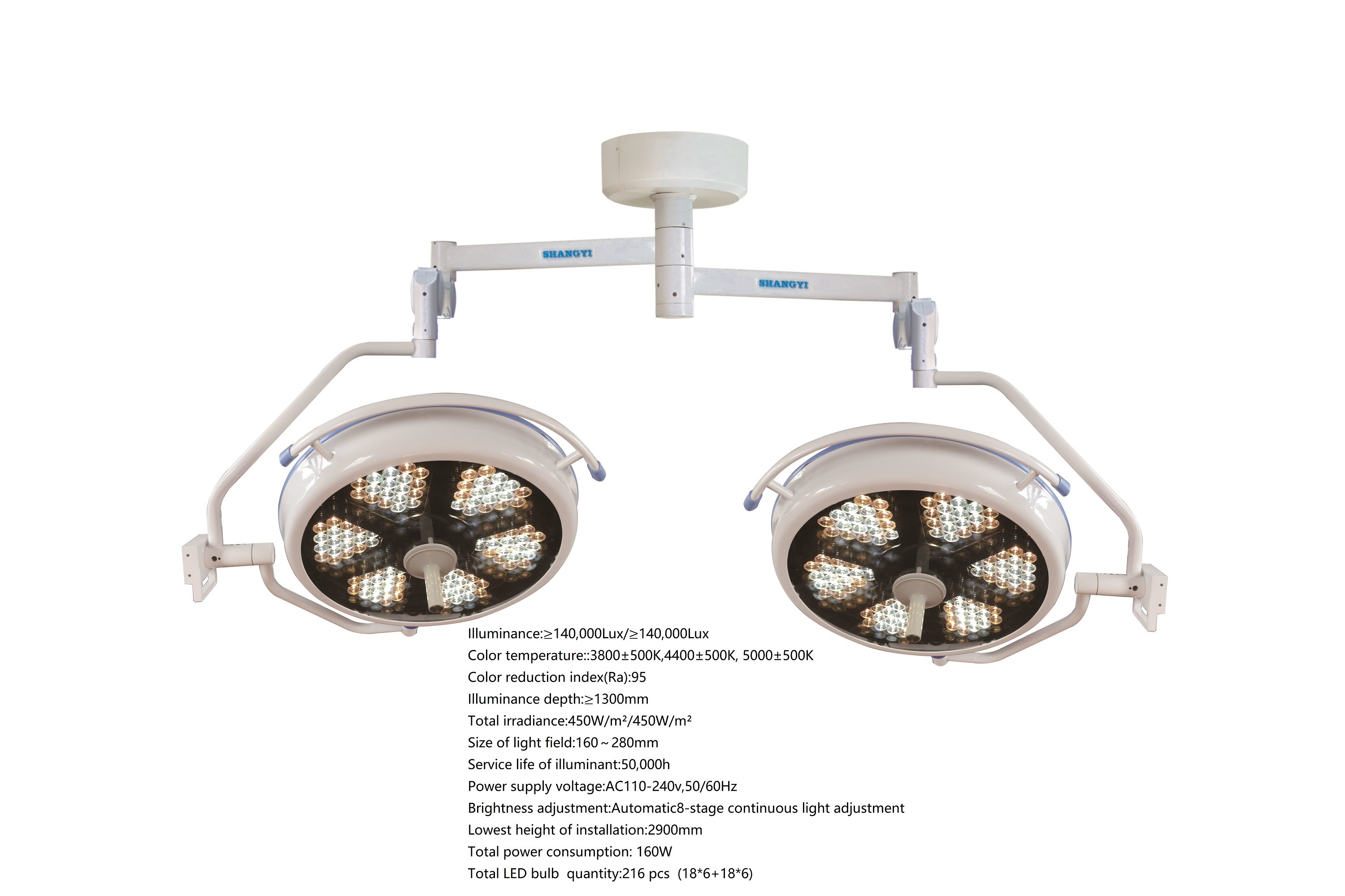 Double Dome 140000 Lux LED Operating Room Lights With Adjustable Color ...