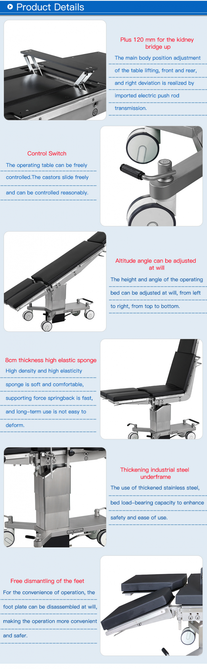 Movable Manual Hydraulic Operation Table Surgical Hydraulic Examination ...